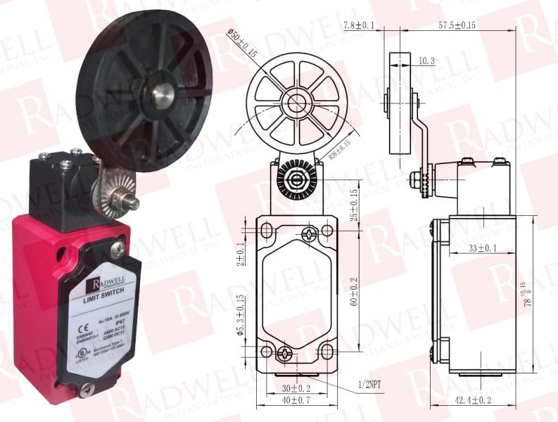 E40104EM50SUB Limit Switch by RADWELL VERIFIED SUBSTITUTE