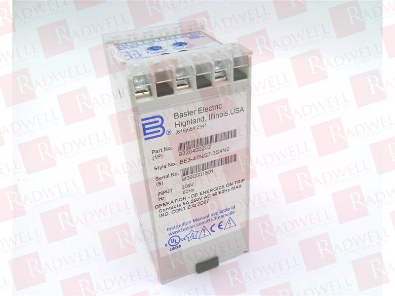 BE3-47N/27-3S4N2 Relay/Socket by BASLER ELECTRIC