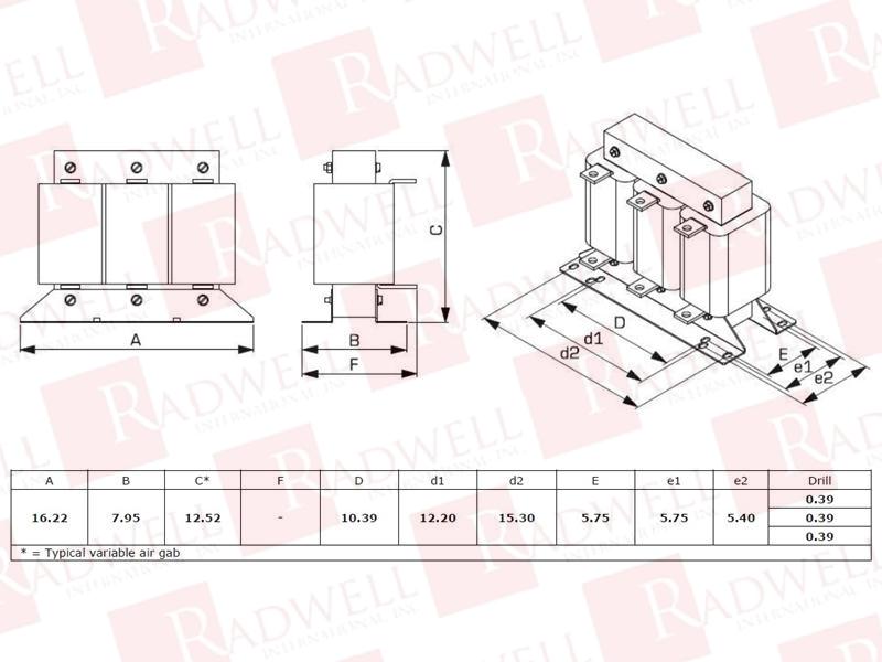 CRX0361BC-SUB Line Reactor Transformer by RADWELL VERIFIED SUBSTITUTE