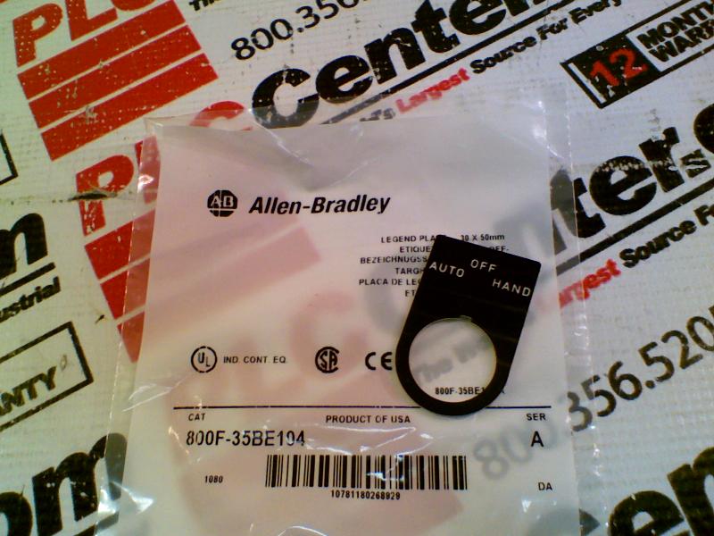 800F-35BE104 Legend Plate by ALLEN BRADLEY