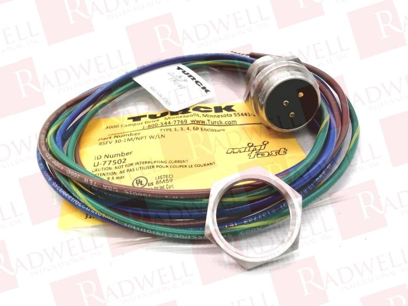 RSFV 30-1M/NPT W/LN QD Cable/Cord Set by TURCK
